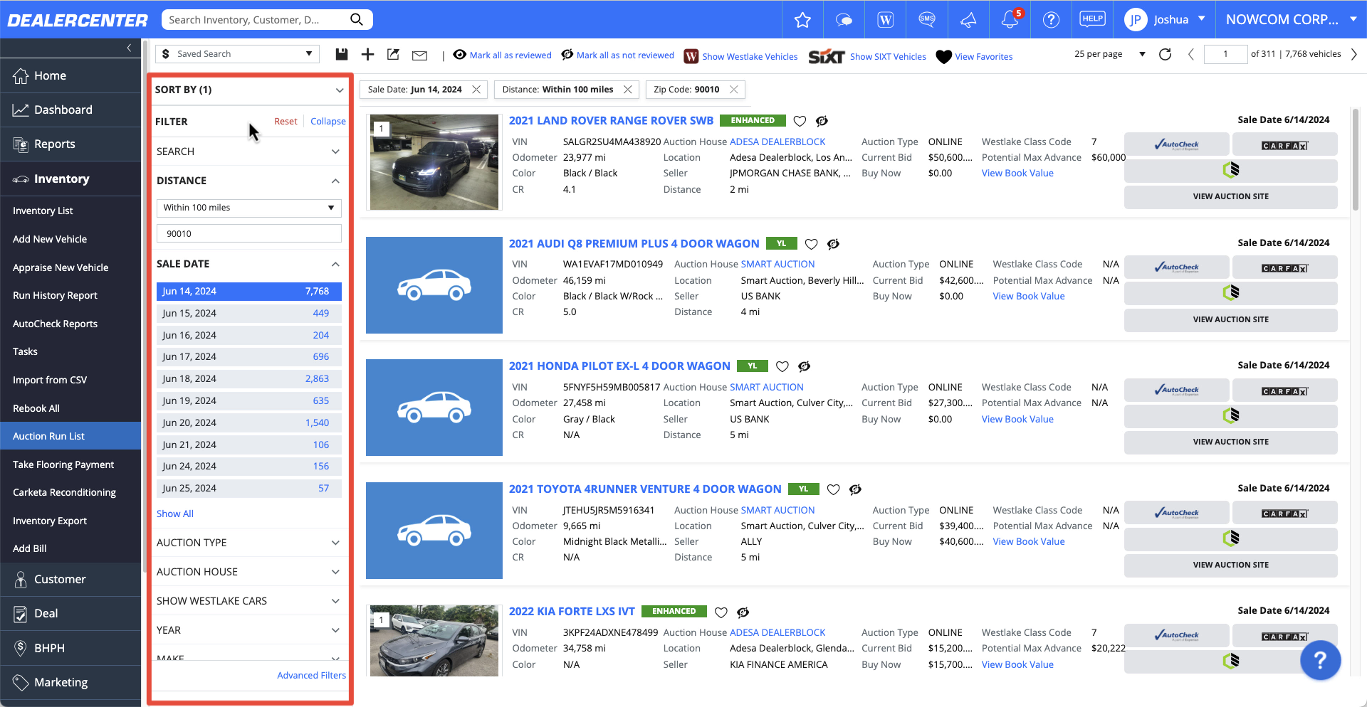How to Use DealerCenter’s Auction Run List – DealerCenter Support